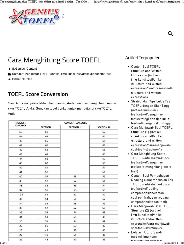 Cara Menghitung Skor TOEFL Dari Daftar Nilai Hasil Belajar - Cara Mudah ...