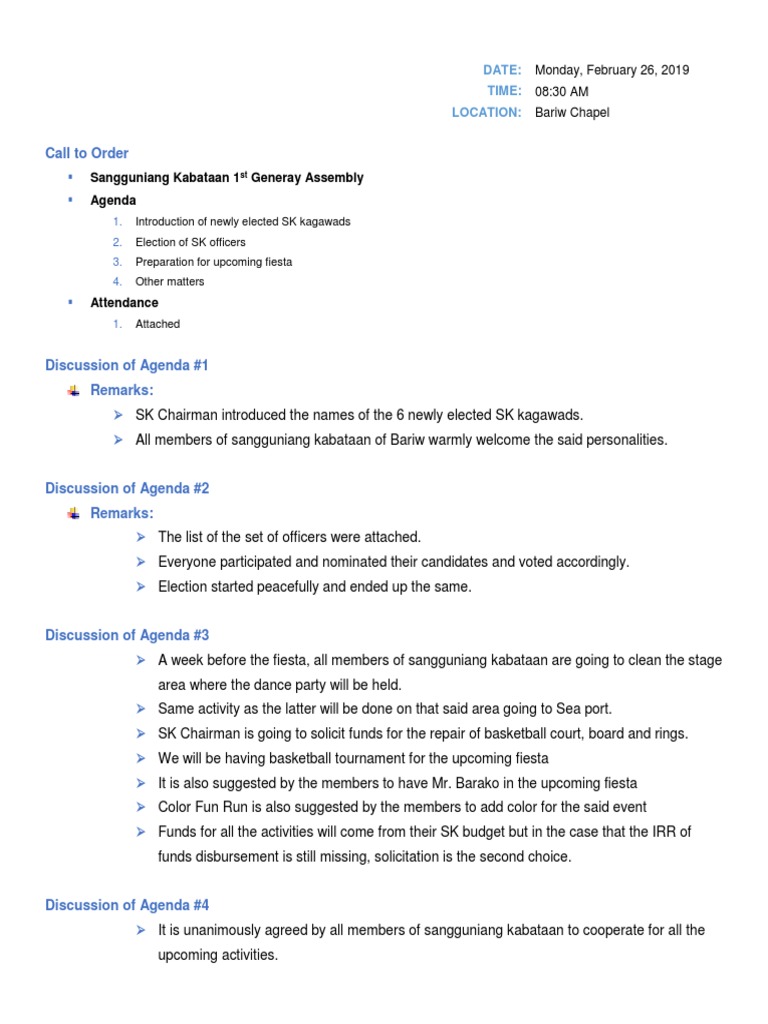 SK Chairman Minutes | PDF | Government