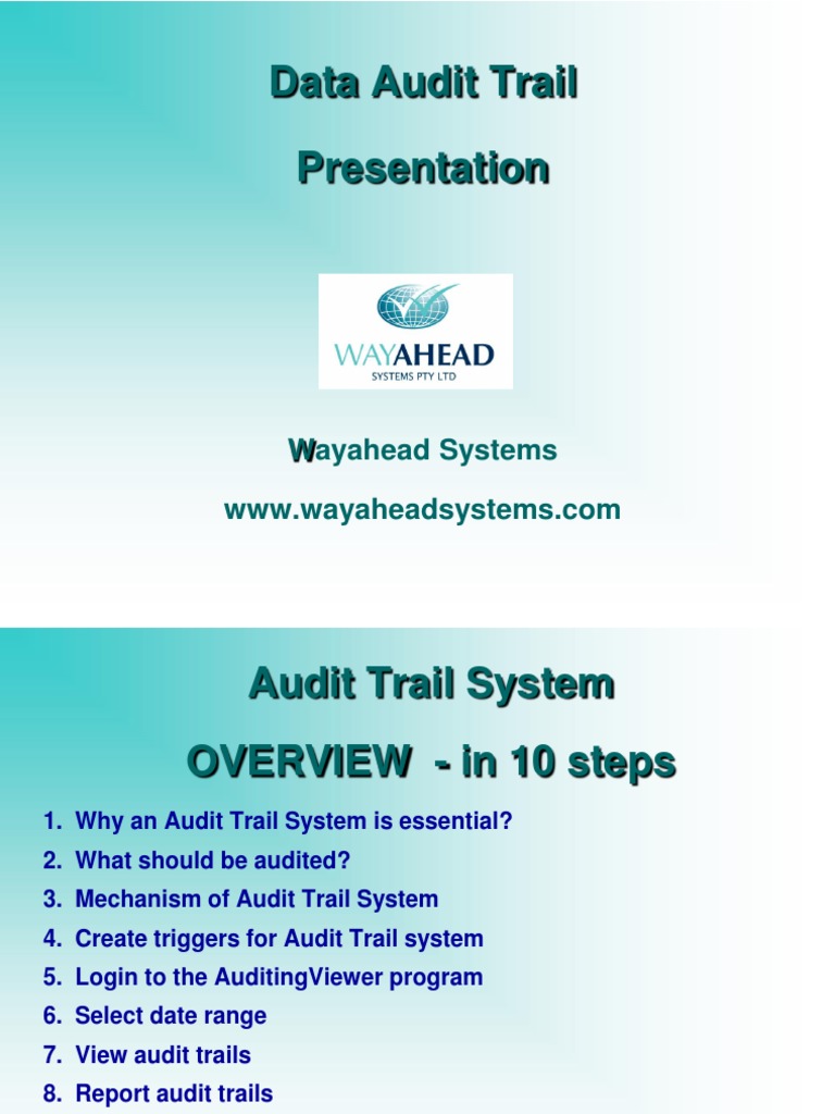 Wayahead FDA Data Audit Trail | PDF | Databases | Microsoft Sql Server