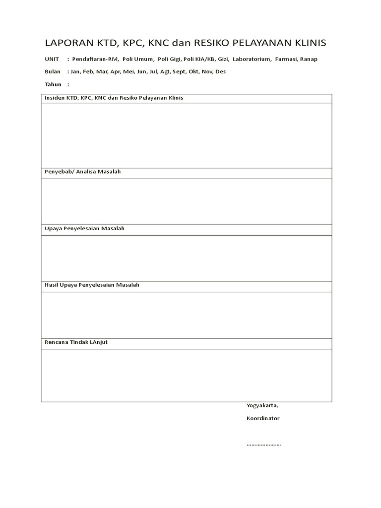 Form. Laporan KTD, KPC Dan KNC | PDF | Bisnis | Seni