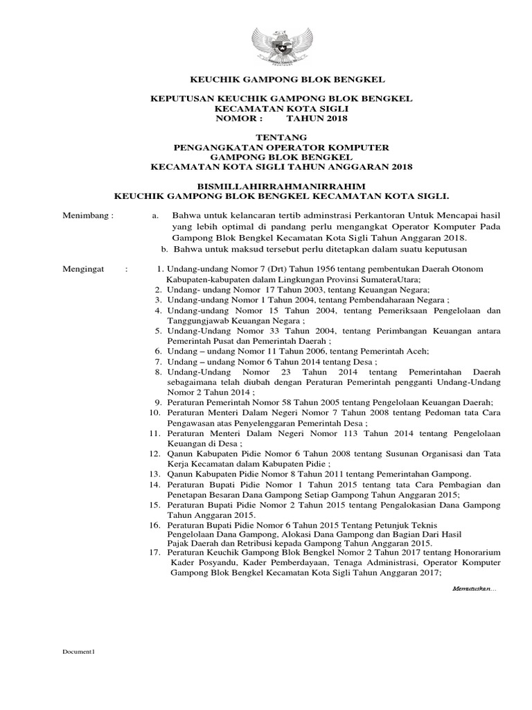 SK Operator Komputer | PDF