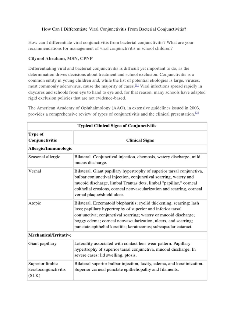 Differentiating Viral and Bacterial Conjunctivitis: A Comprehensive ...