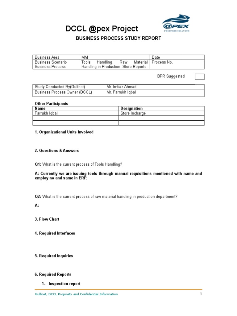 DCCL @pex Project: Business Process Study Report | PDF | Information ...