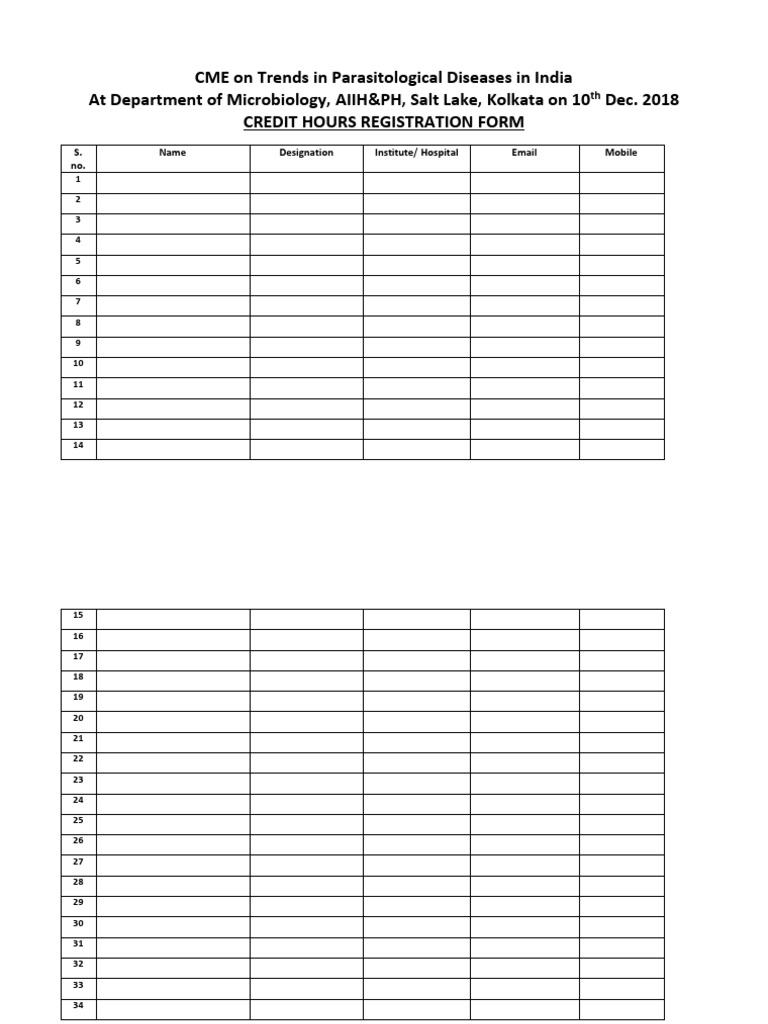 Credit Hours Registration Form | PDF | Computers