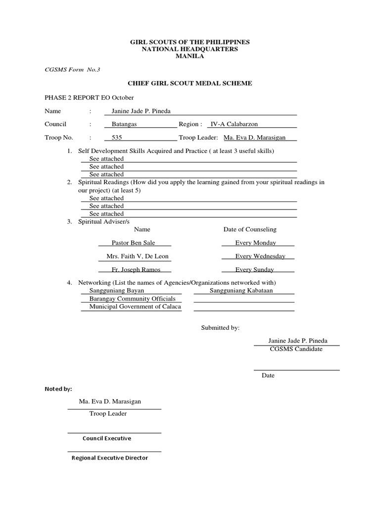 CGSMS Form No.3: Girl Scouts of The Philippines National Headquarters ...