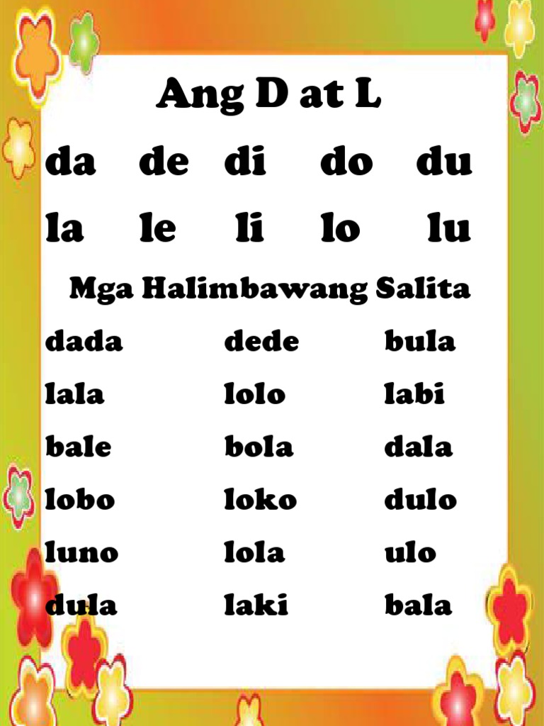 Angdatl Da de Di Do Du La Le Li Lo Lu | PDF