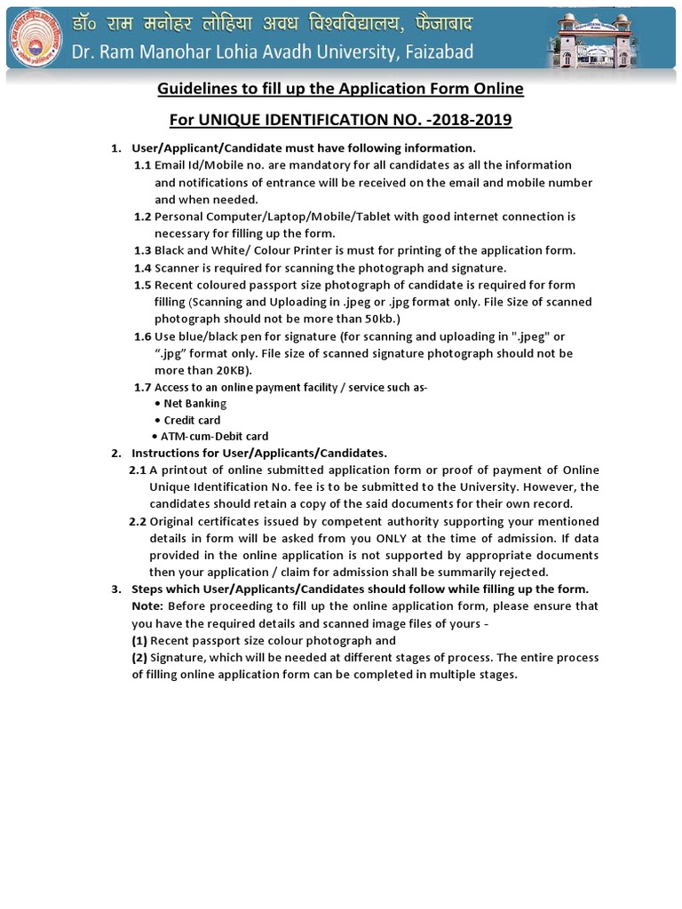 Guidelines for Completing Online Application for Unique Identification ...