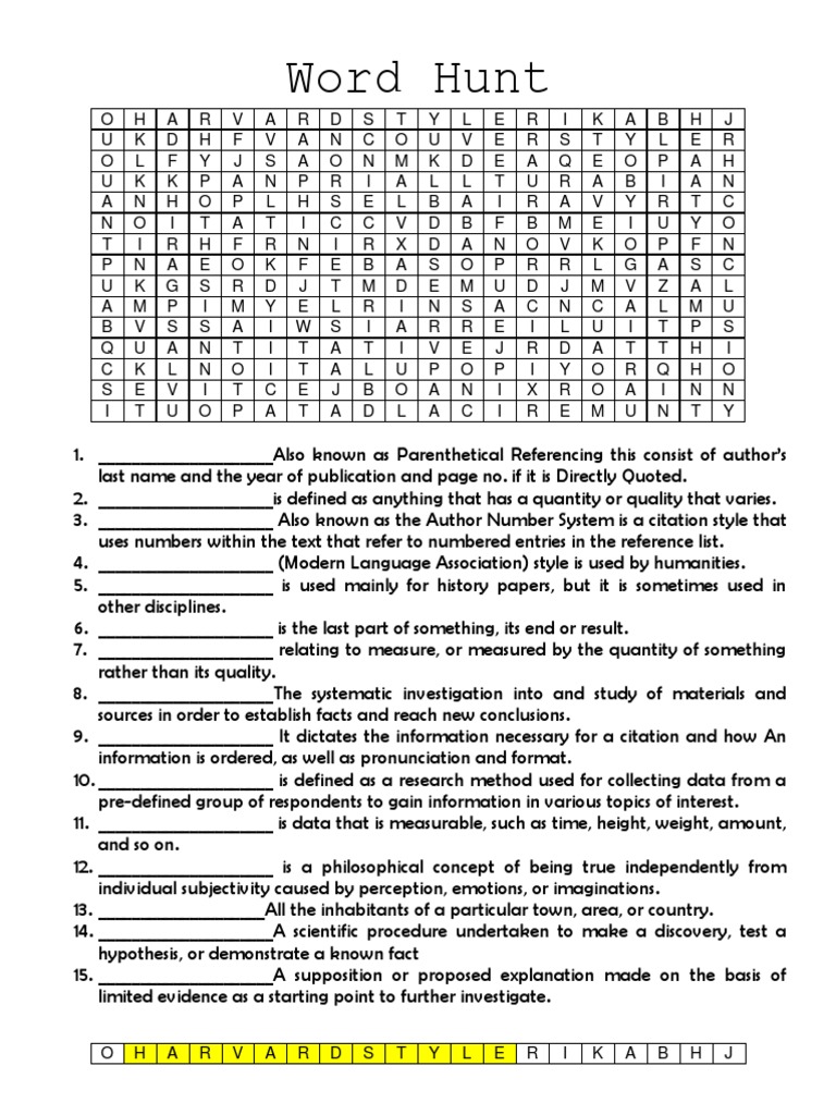 Word Hunt | PDF | Scientific Method | Science