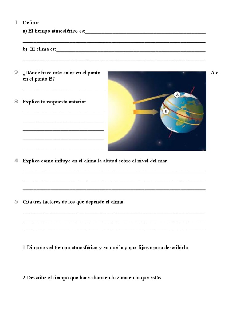 Examen CCSS 4 Tema 2 Clima y Atmosfera | Clima | Clima