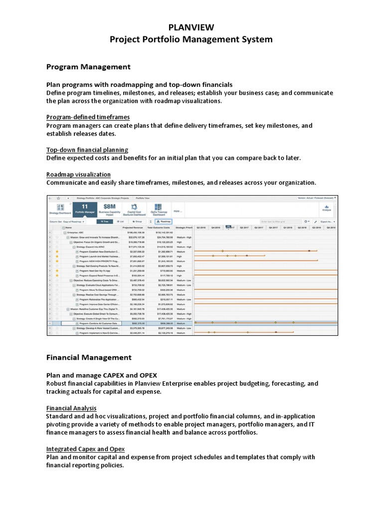 Planview Project Portfolio Management System | PDF | Analytics | Total ...