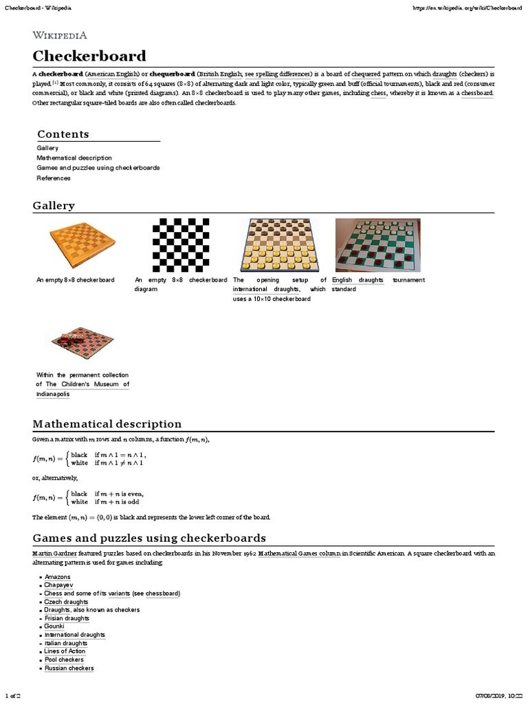Checkerboard: Gallery Mathematical Description Games and Puzzles Using ...