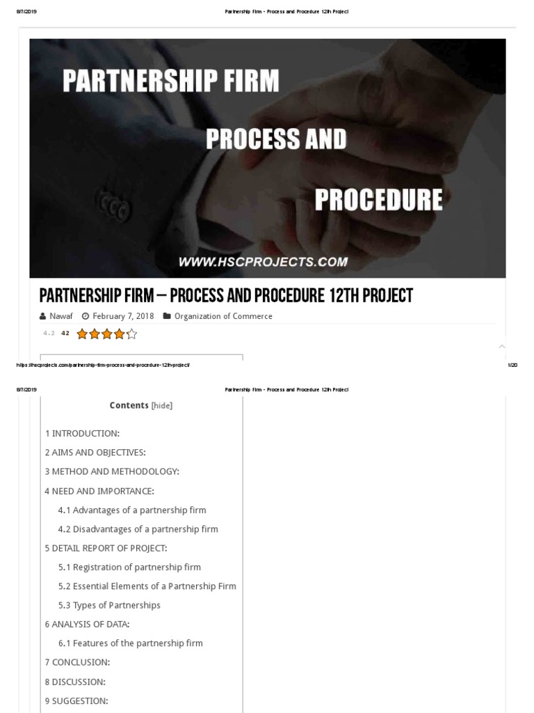 Partnership Firm - Process and Procedure 12th Project | PDF | Limited ...