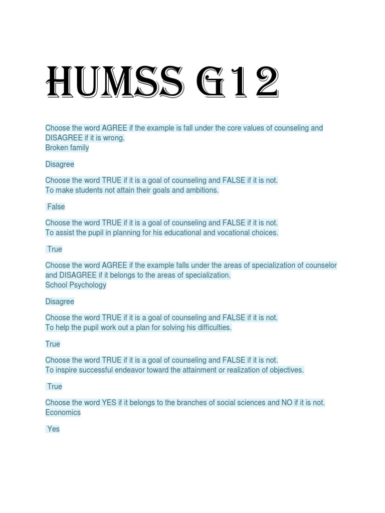 g12 Humss 122 Week 1 To 9 | PDF | Social Work | Counseling Psychology