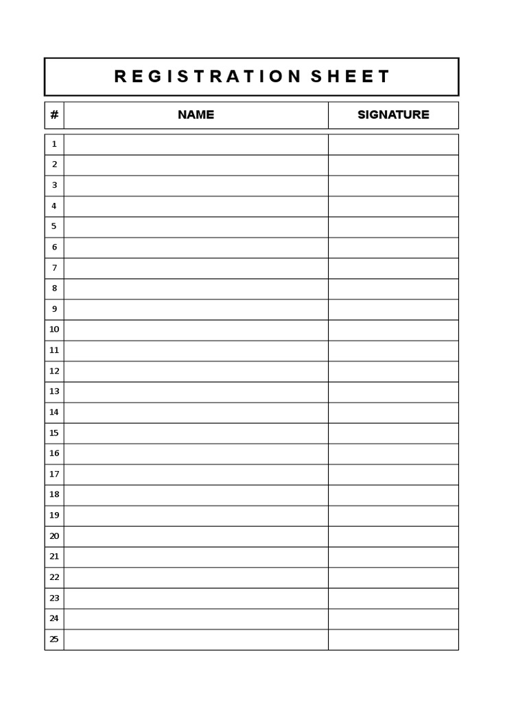 Registration Sheet: # Name Signature | PDF