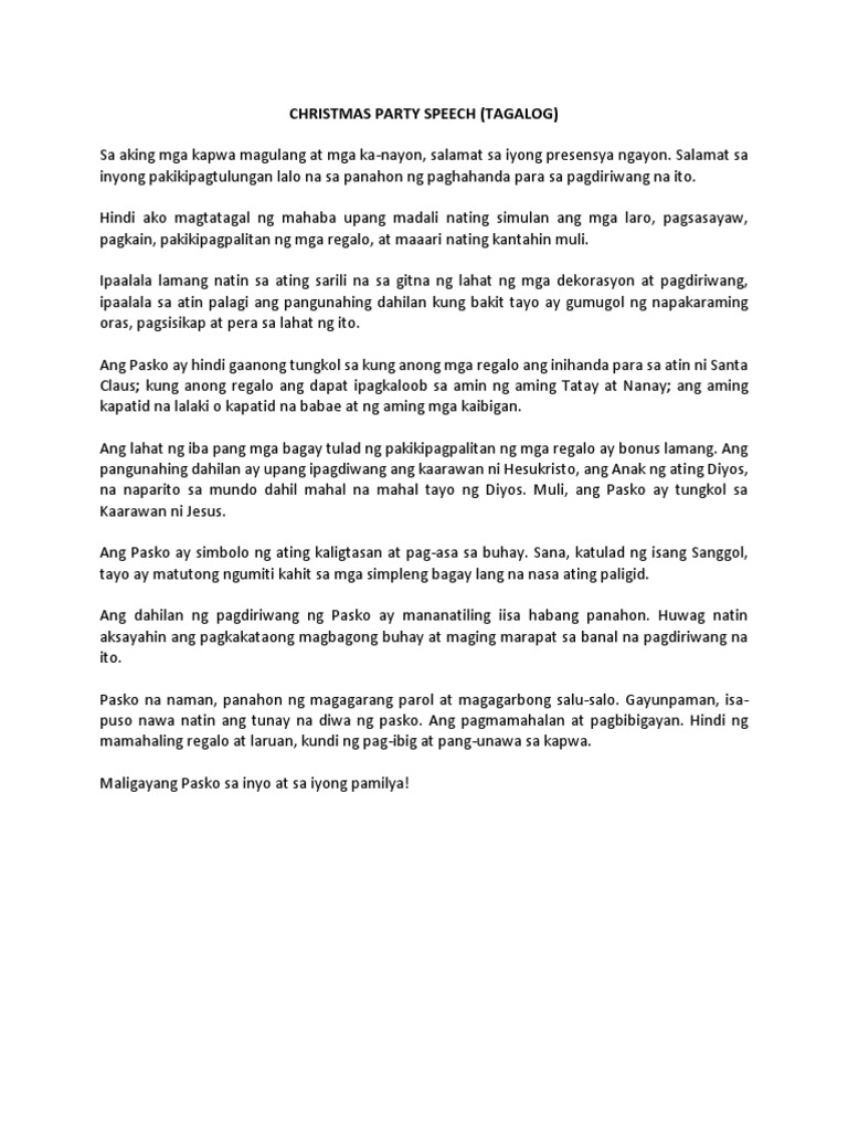 Christmas Speech 2018 | PDF