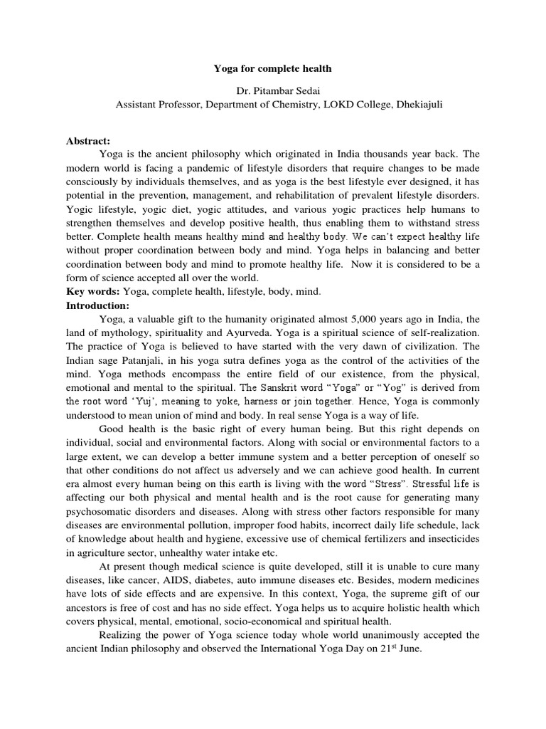 Paper Yoga For Complete Health | PDF | Bhakti | Yoga