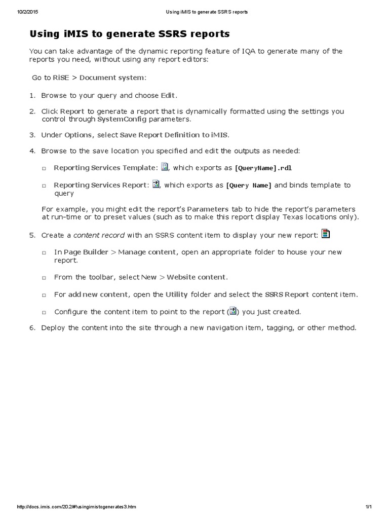 4 Using IMIS To Generate SSRS Reports | PDF | Computers