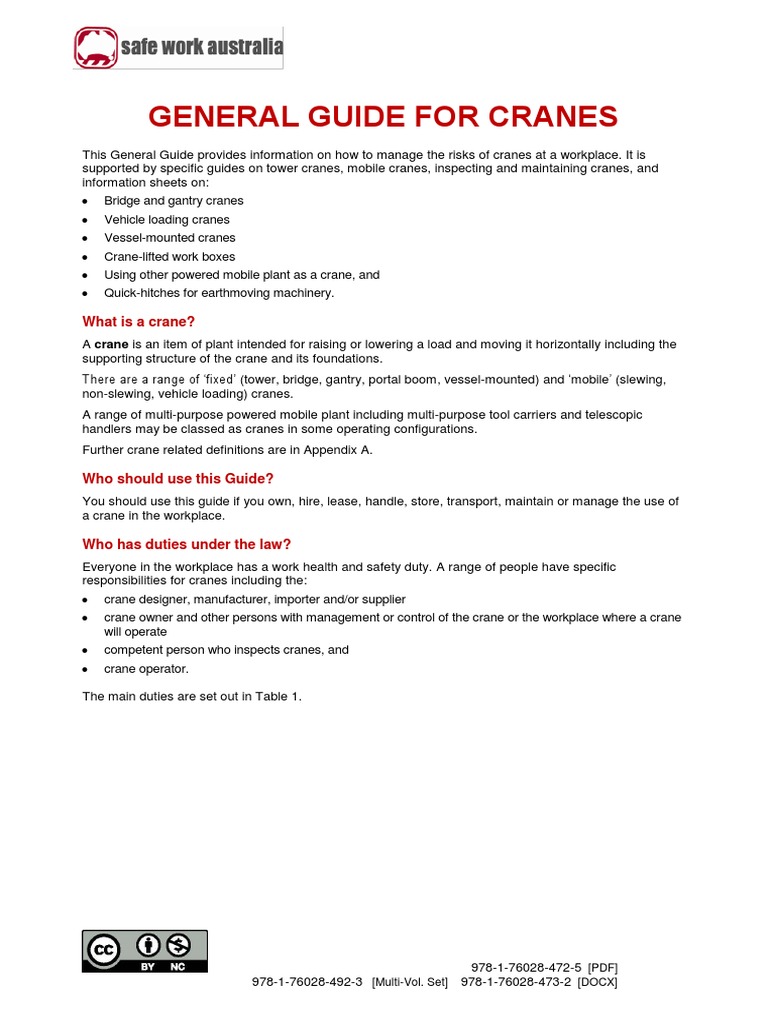 General Guide For Cranes | PDF | Crane (Machine) | Occupational Safety ...