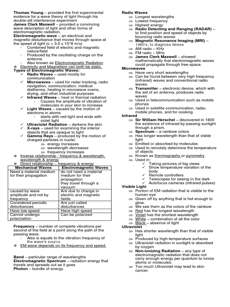 Grade 10 Science Reviewer | PDF | Electromagnetic Radiation | Light