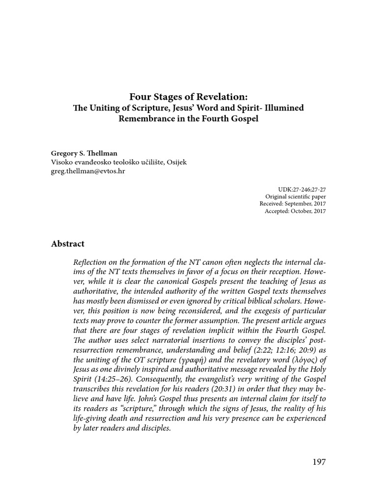 Thellman, Gregory - Four Stages of Revelation | PDF | Gospel Of John ...