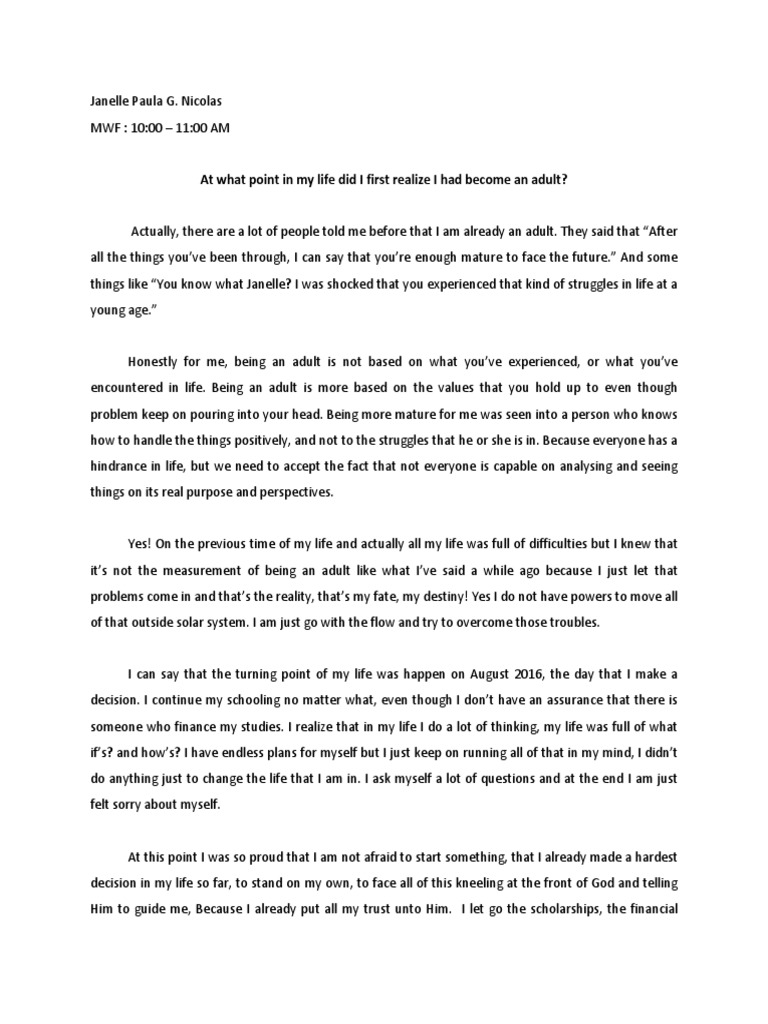 At What Point in My Life Did I First Realize I Had Become An Adult ...