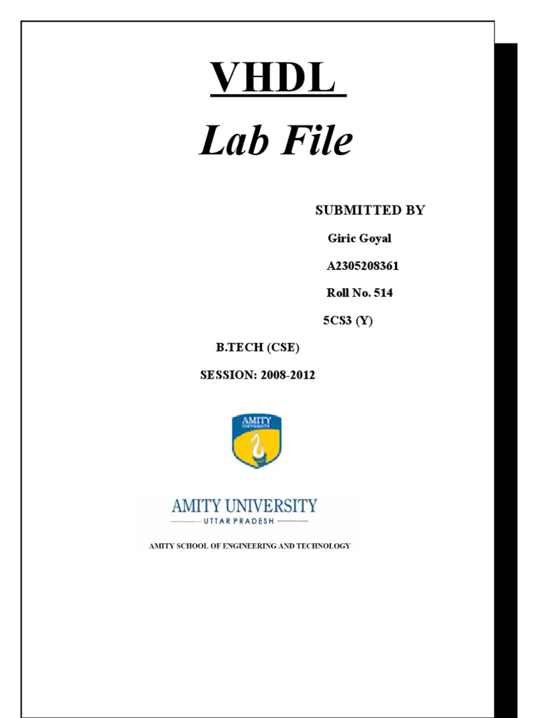 VHDL Lab File | PDF | Electronic Circuits | Digital Electronics