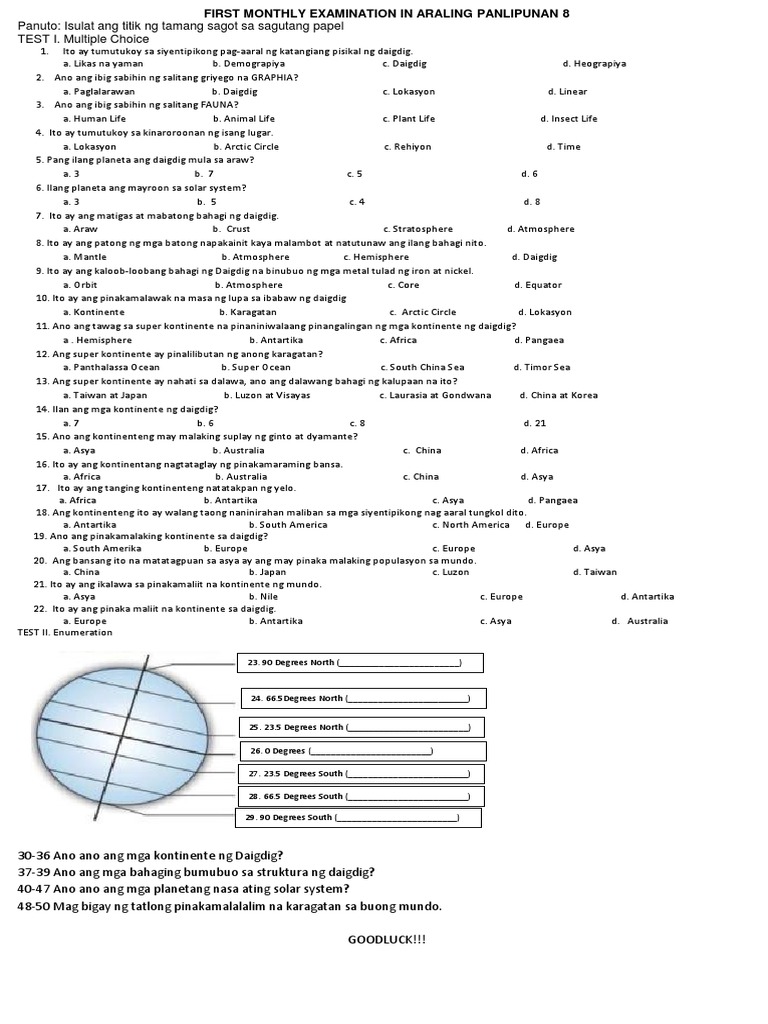 First Monthly Examination in Araling Panlipunan 8 | PDF First Monthly Examination in Araling Panlipunan 8 | PDF