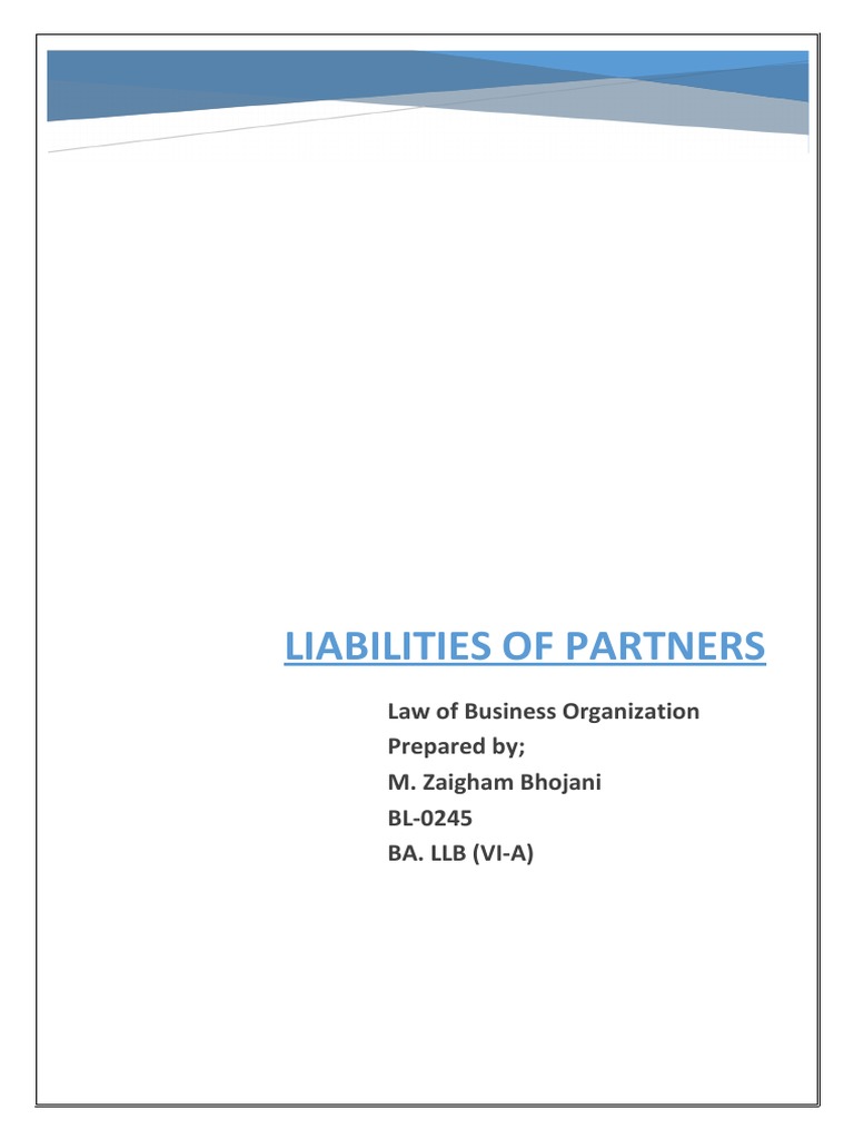 Analysis of Liability of Partners in Partnership | PDF | Limited ...