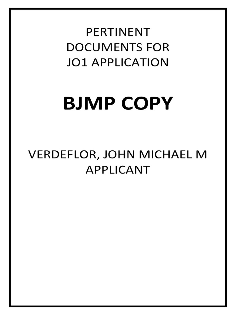 Pertinent Documents For Jo1 Application: BJMP | PDF | Government And ...