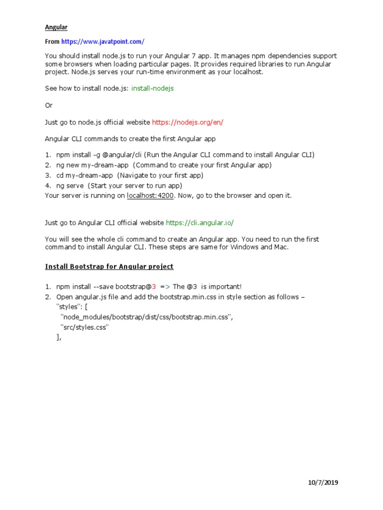 Angular: Install-Nodejs | PDF | Bootstrap (Front End Framework) | Cascading Style Sheets