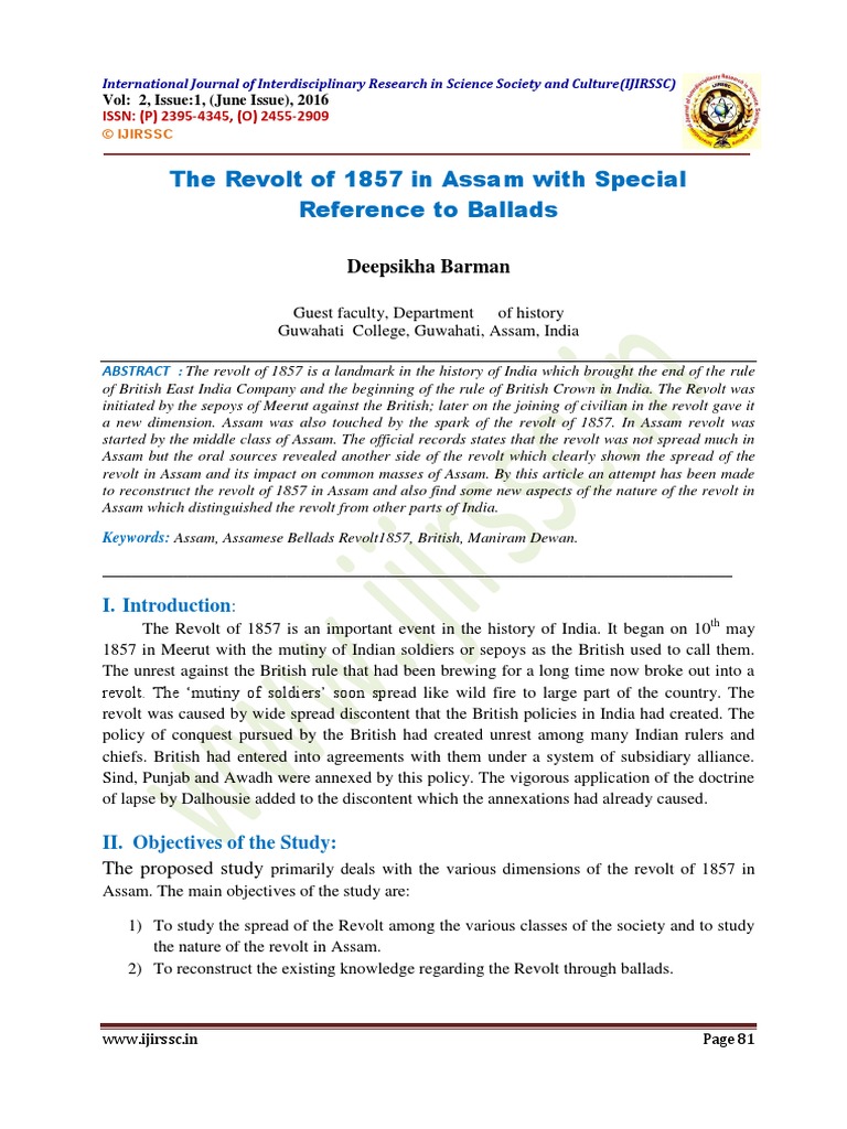 Revolt of 1857 at Assam | PDF | Indian Rebellion Of 1857