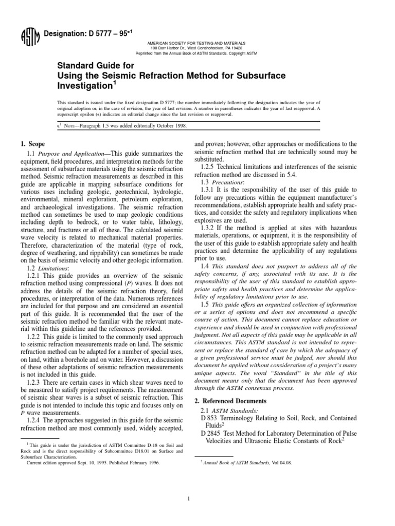 Astm D5777 | PDF | Reflection Seismology | Seismology