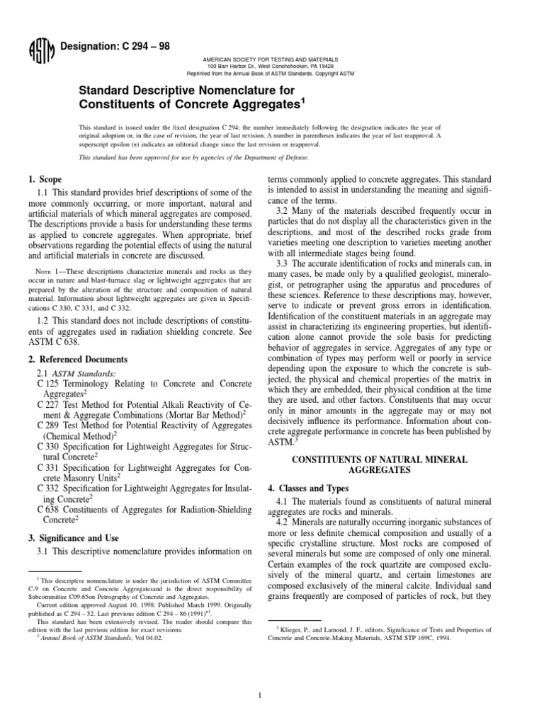 Astm C294 | PDF | Rock (Geology) | Minerals
