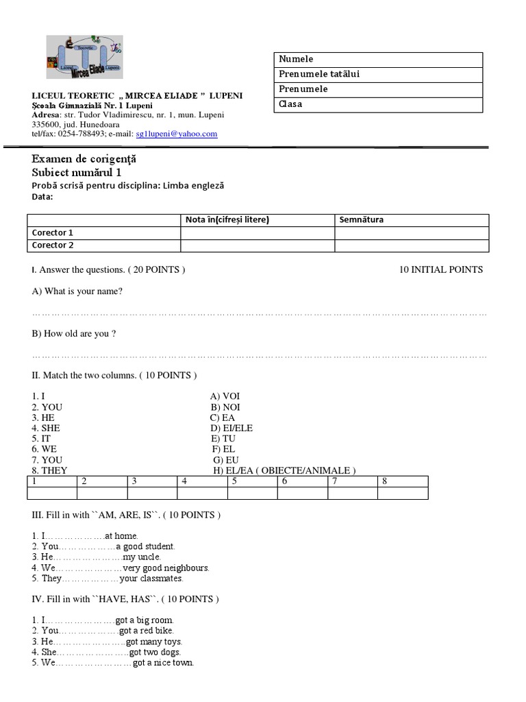 Examen Sansa A Doua | PDF | Linguistics