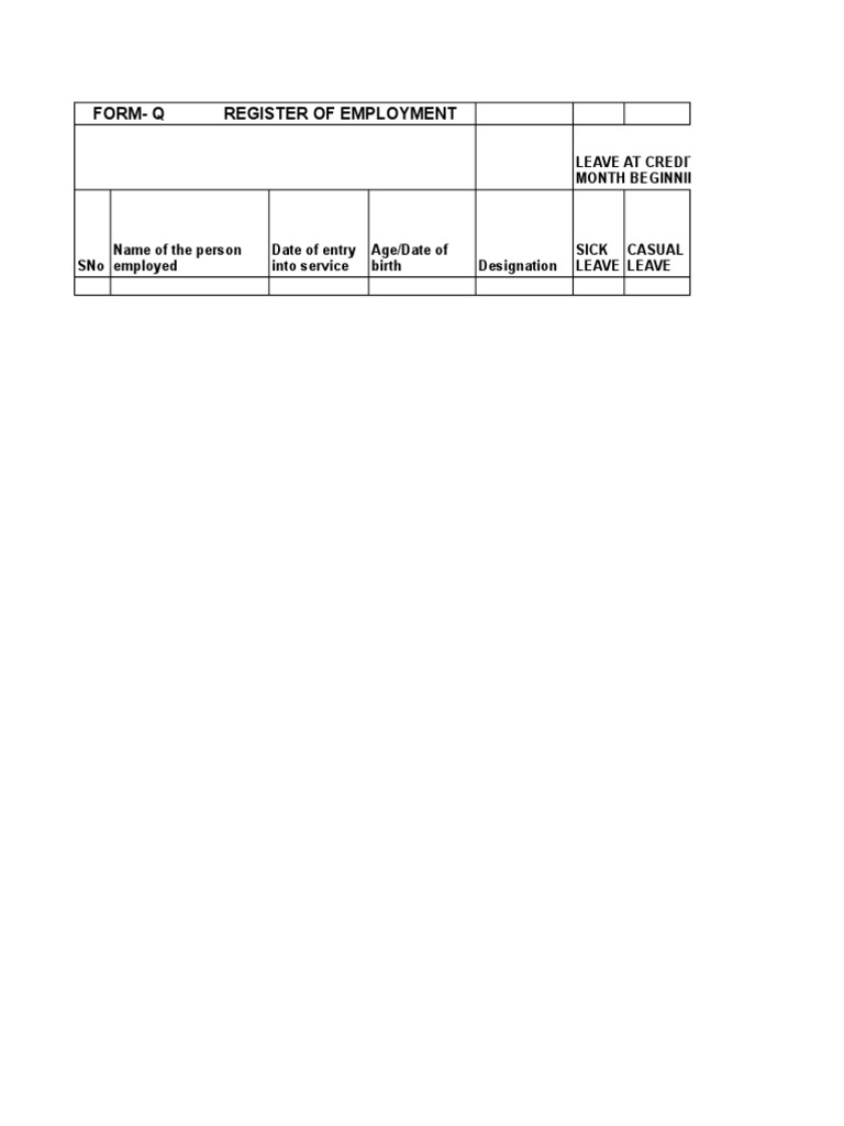 Employee leave register form | PDF