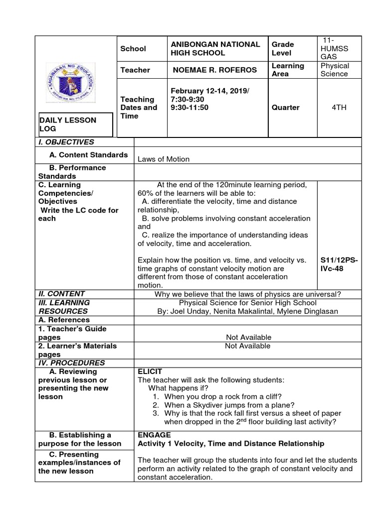 Lesson Plan Week 3 February | PDF | Learning | Concept
