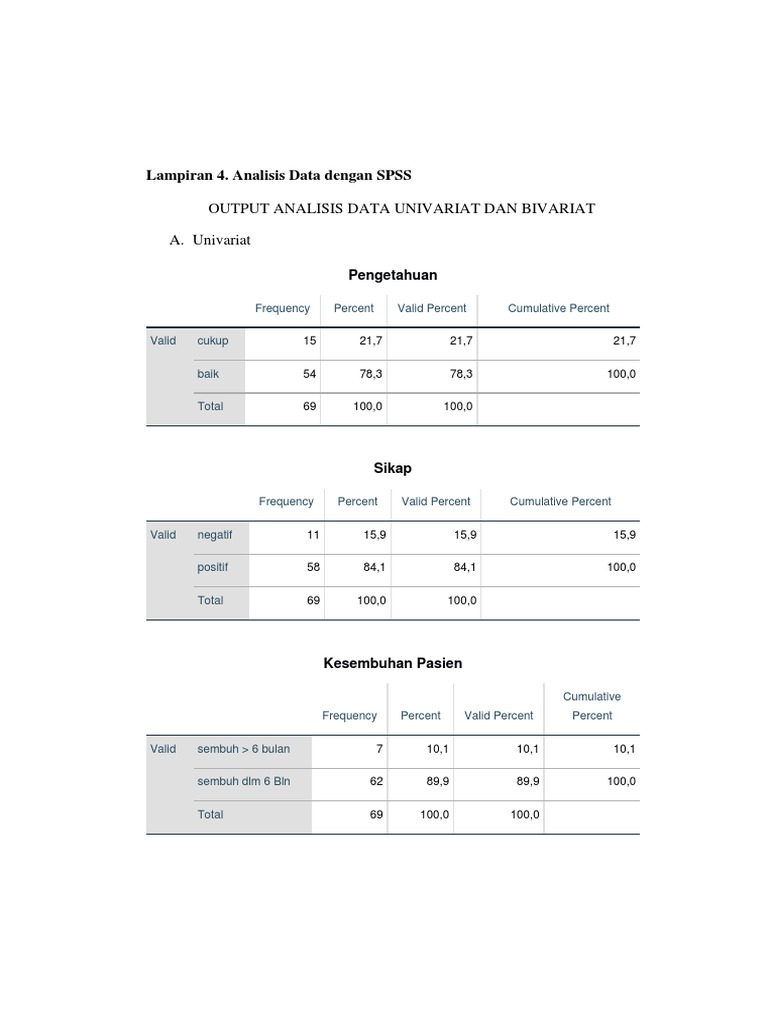 Lampiran 4. Analisis Data Dengan SPSS: Output Analisis Data Univariat Dan Bivariat A. Univariat ...