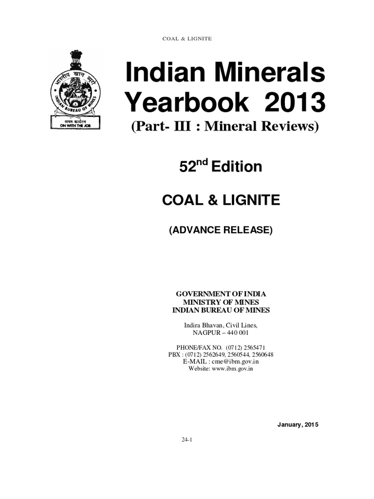 MYB - 2013 - Vol III - Coal Year Book 2013 | PDF | Coal | Coal Mining