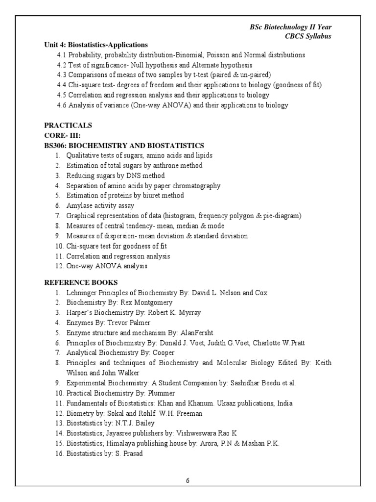 Unit 4: Biostatistics-Applications: BSC Biotechnology Ii Year Cbcs ...