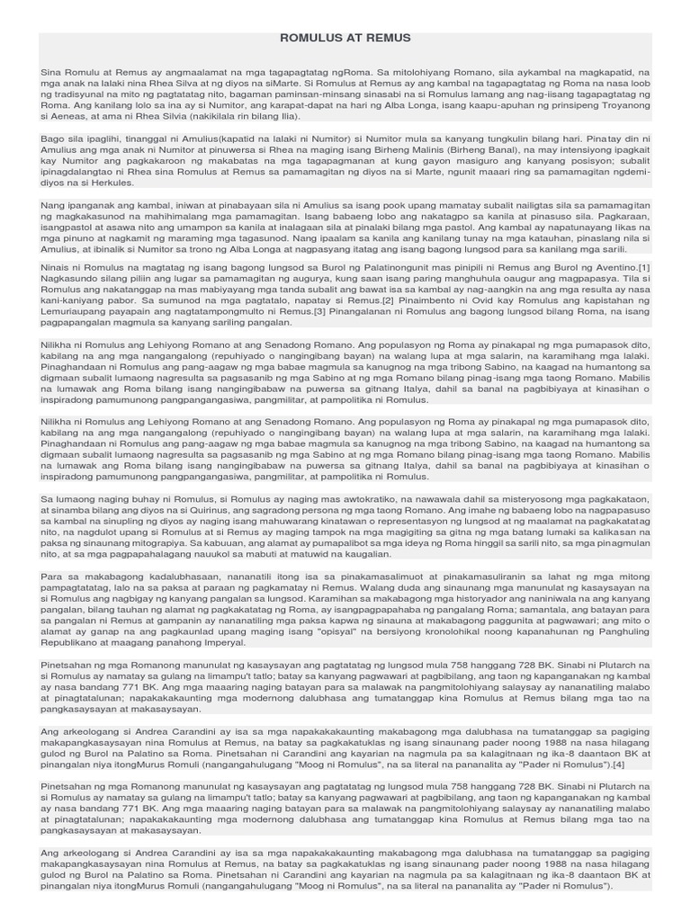 Romulus at Remus | PDF