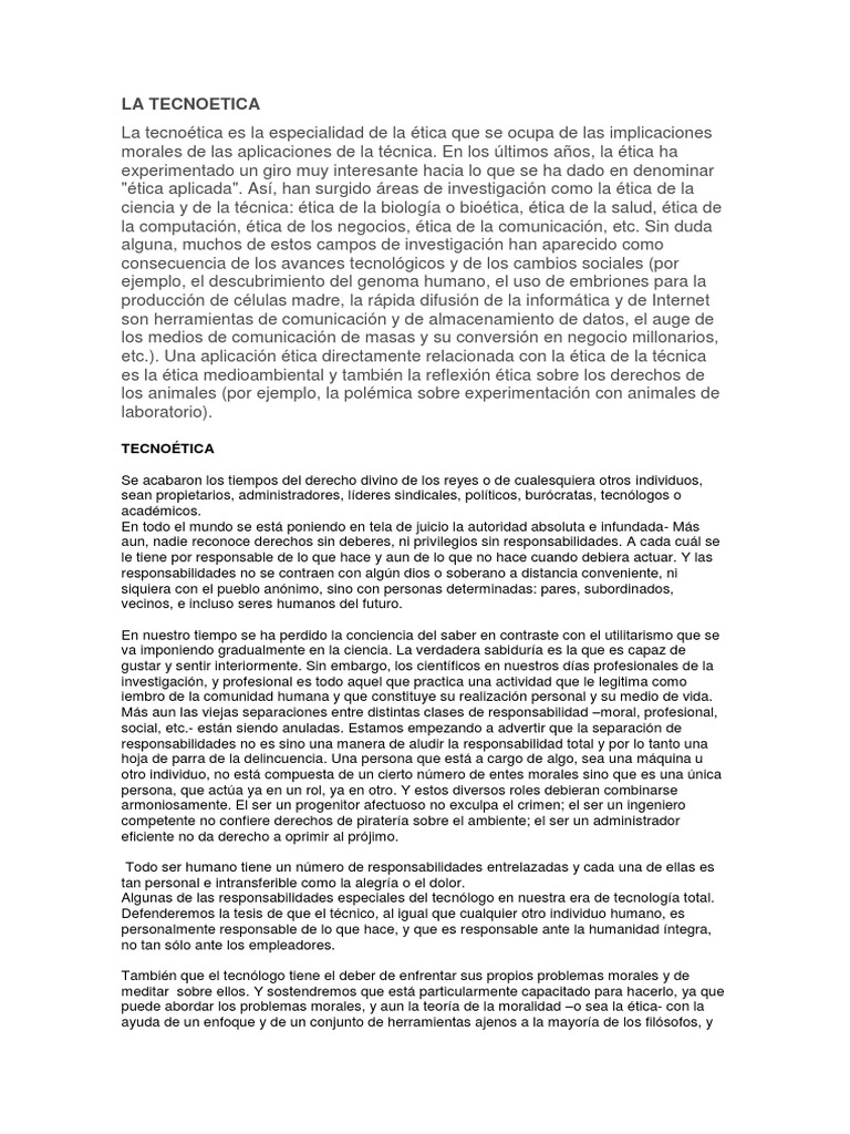 La Tecnoetica | PDF | Science | Ciencia (general)