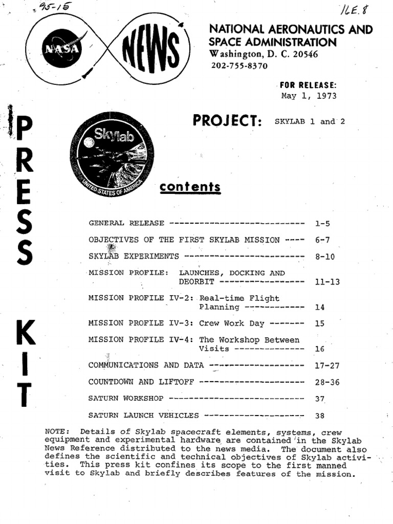 Skylab 1-2 Press KIt | PDF | Skylab | Nasa