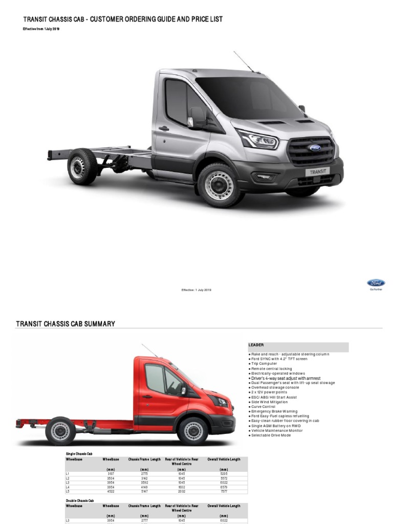 Customer Ordering Guide and Price List: Transit Chassis Cab | PDF ...