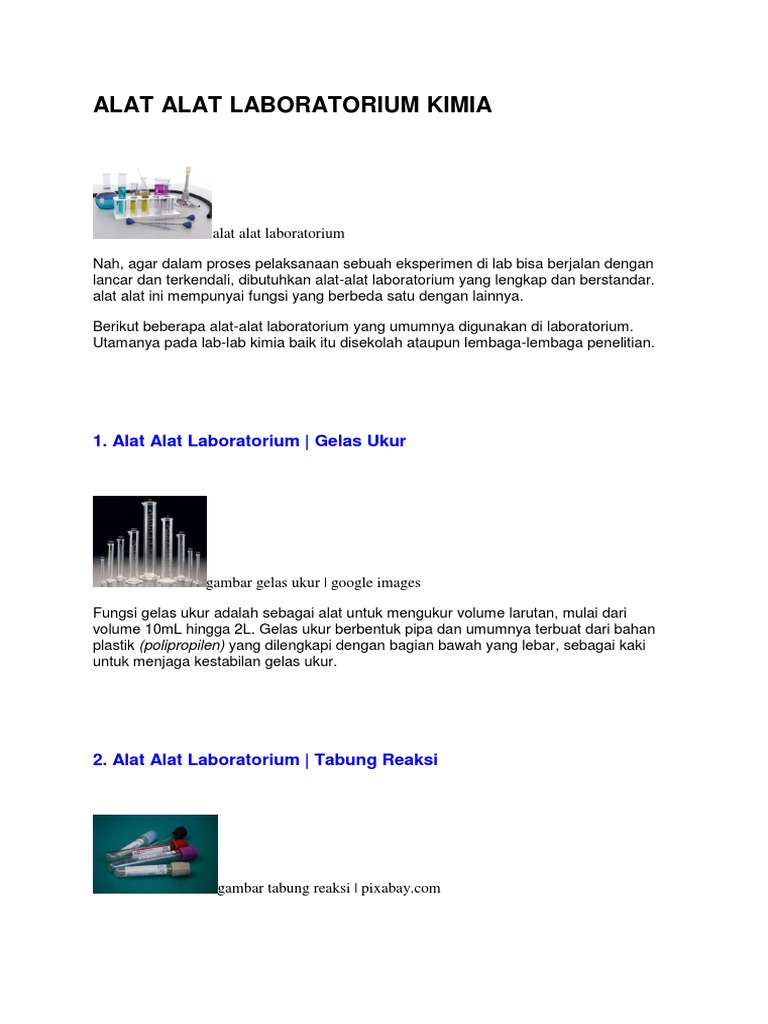 Alat Laboratorium Kimia dan Fungsinya | PDF