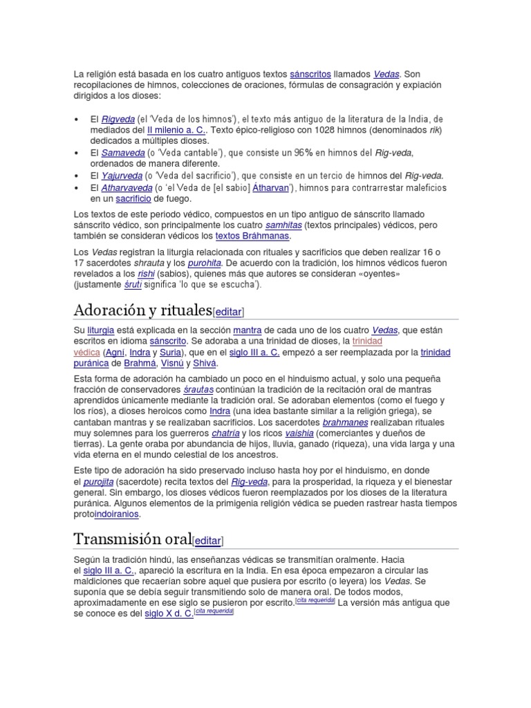 Vedismo | PDF | India antigua | Vedas