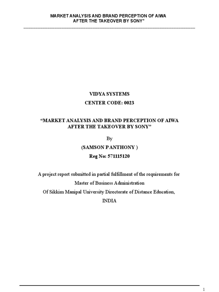 Project Report Samson | PDF | Sony | Brand