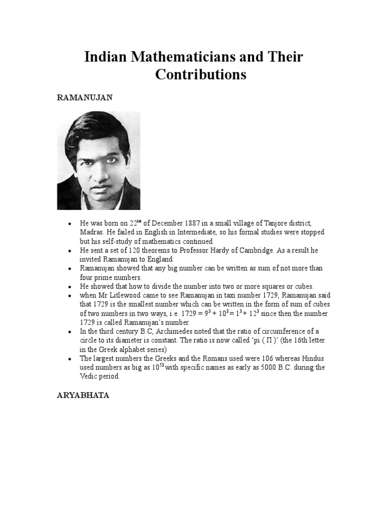 Great Indian Mathematicians Ramanujan