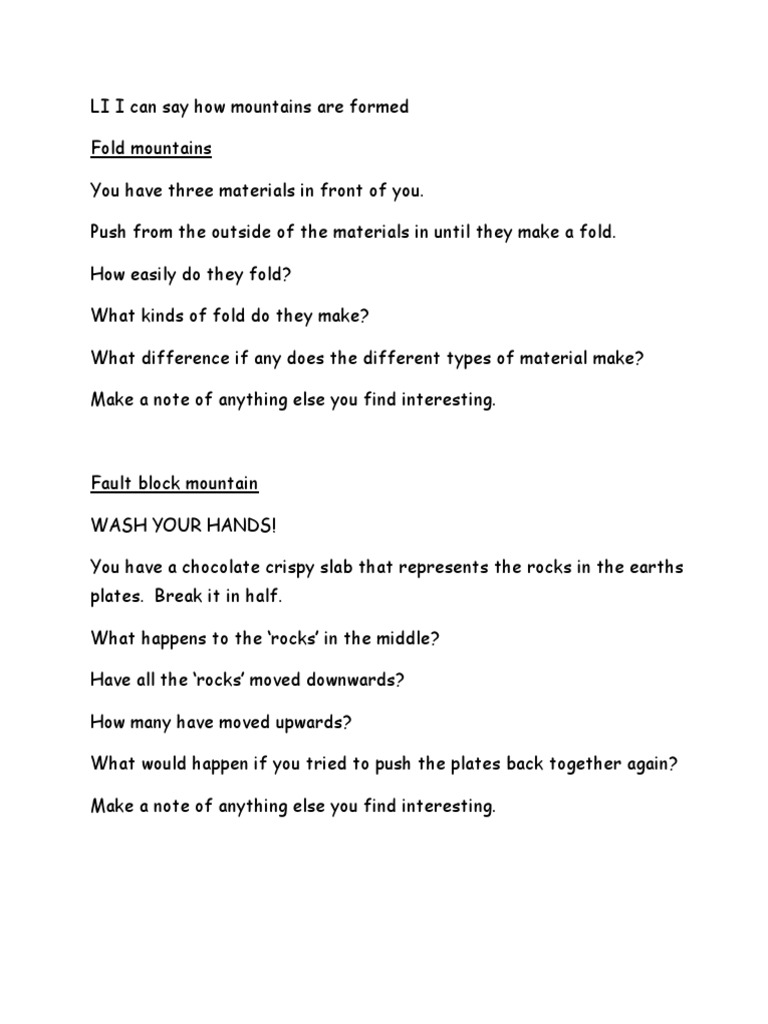 How Mountains Are Formed Using Materials | PDF