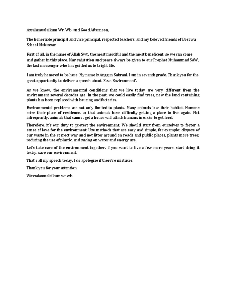 Speech Save Environment | PDF