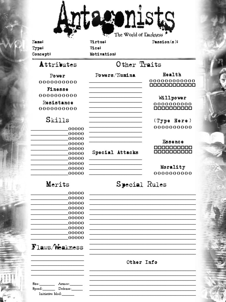 Antagonist Sheet Wod | PDF